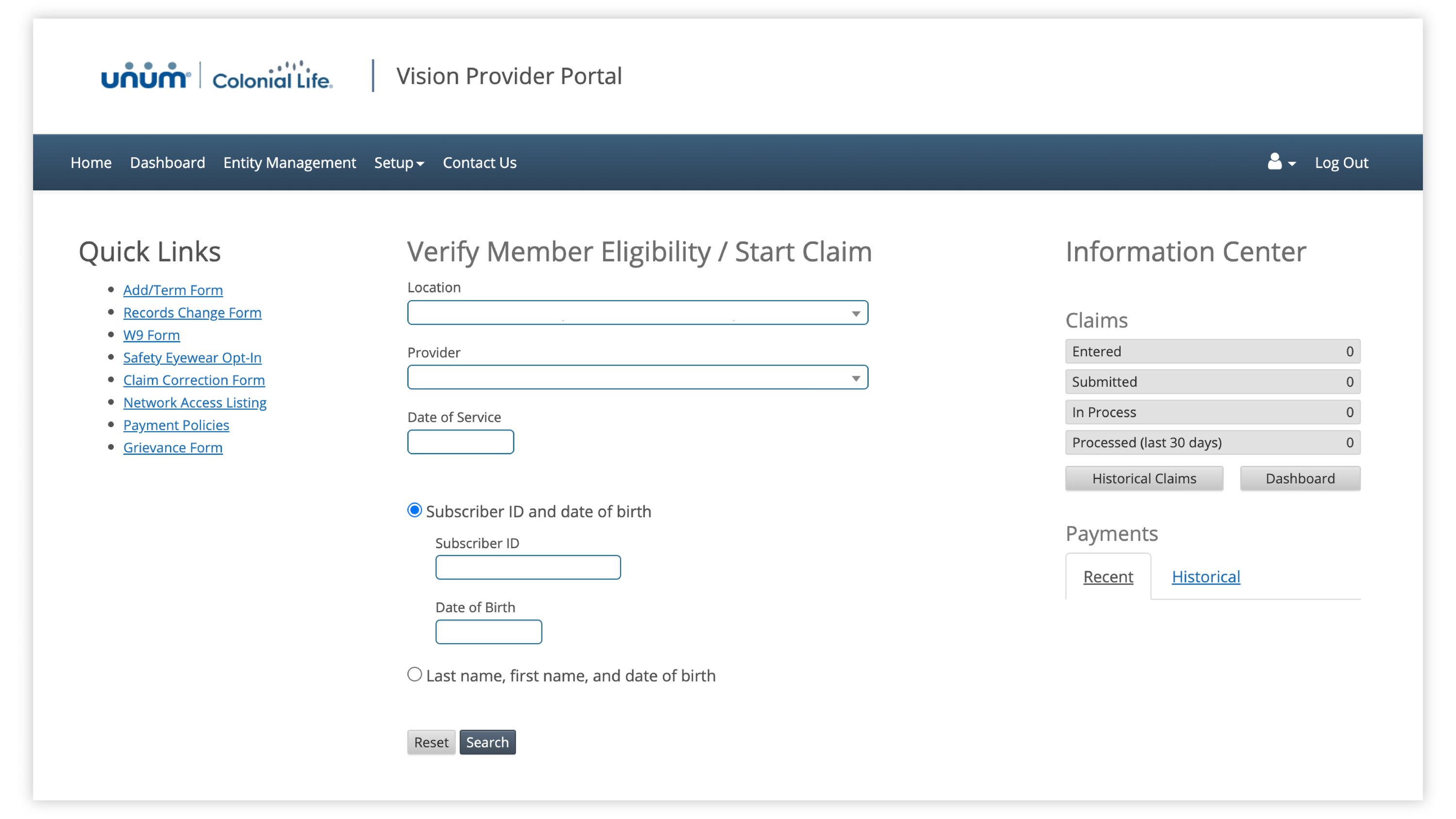 Vision Provider Portal