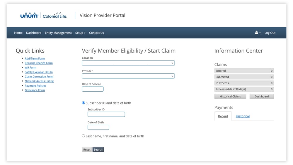 Vision Provider Portal